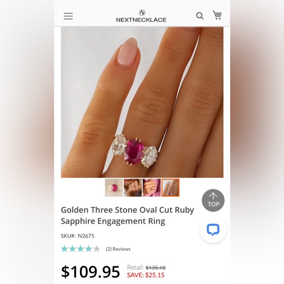 Nextnecklace | Jewelry | Golden Three Stone Oval Cut Ruby Sapphire ...